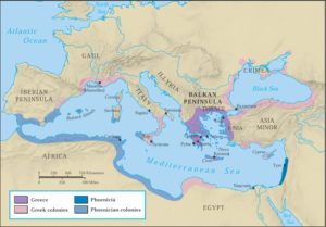 The eventual growth of colonies founded by Greece and Carthage/Phoenicia.